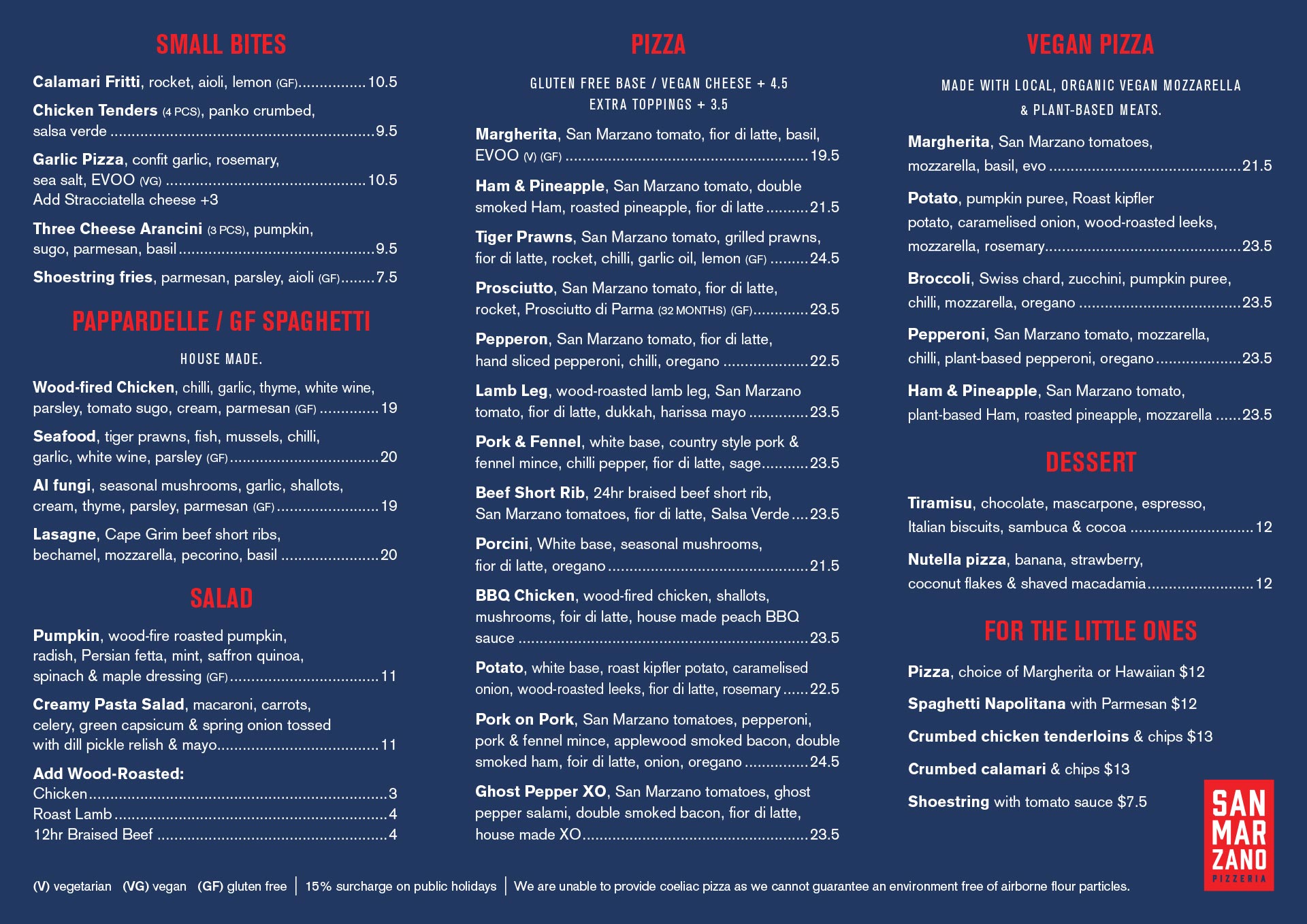 San Marzano Pizzeria | MENU